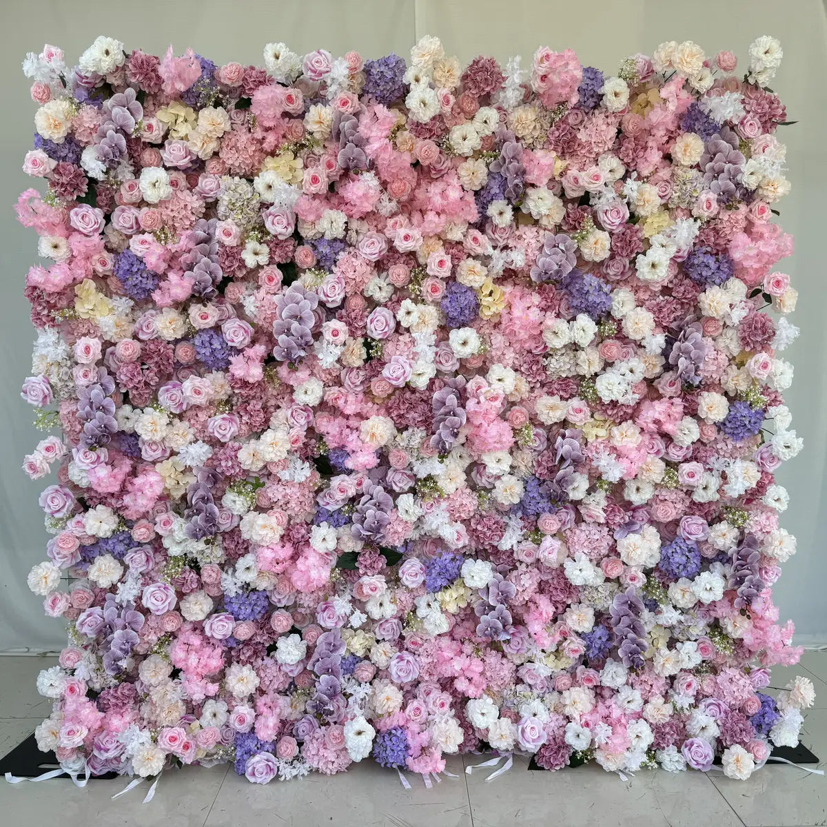 Pink 7D Fabric Flower Wall Backdrop | Rolling-Up Curtain for Weddings ...