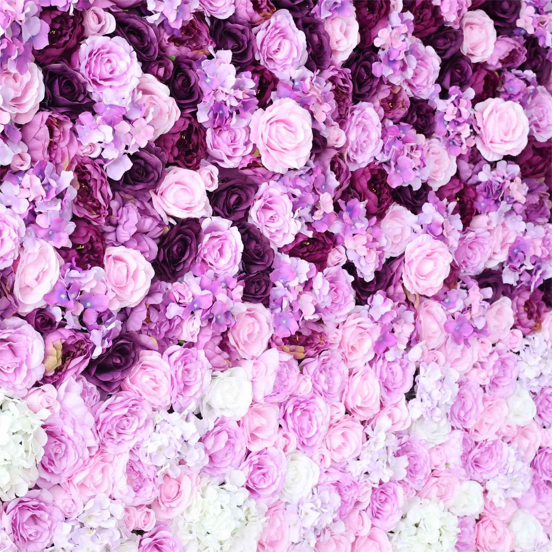 The gradient purple flower wall's detailed view shows off vivid colors ...