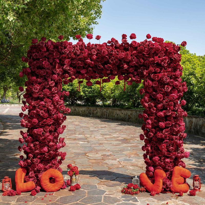 ketieStory Flower Arch 5D Wine Red Roses Fabric Floral Backdrop ...