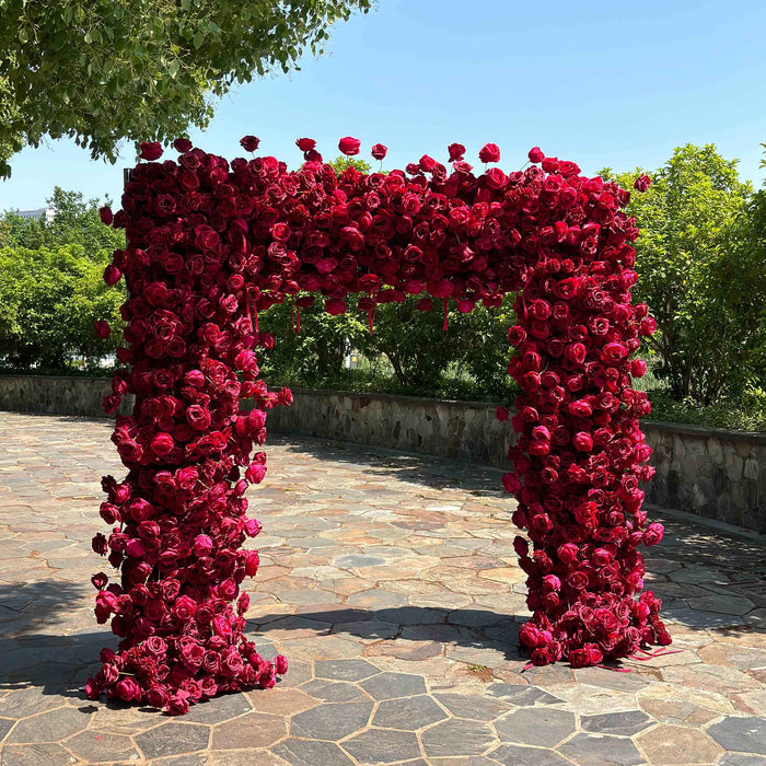 ketieStory Flower Arch 5D Wine Red Roses Fabric Floral Backdrop ...
