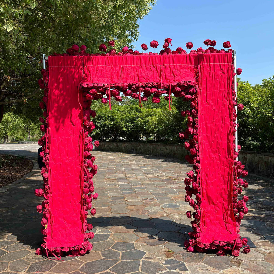 ketieStory Flower Arch 5D Wine Red Roses Fabric Floral Backdrop ...