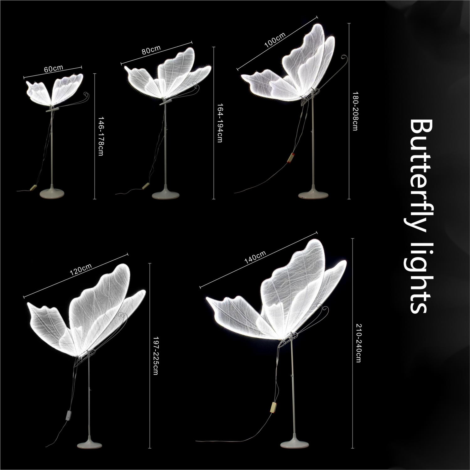 Set of 2 LED Butterfly Light Party Lights for Event Wedding Decor Props ...