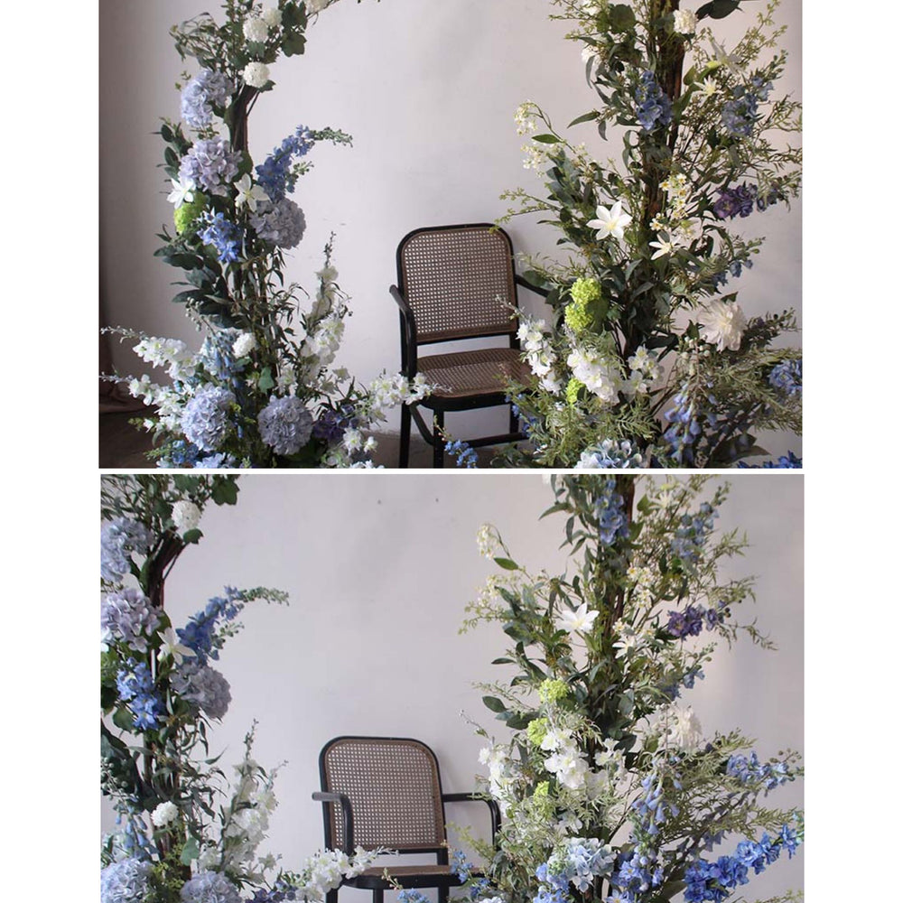 KetieStory Blue Flower Arch Floral Pillars Set For Wedding Party Decor