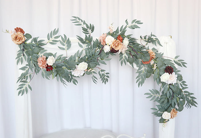 Table Flower Garland in Orange & Sage for Wedding Party Proposal Decor