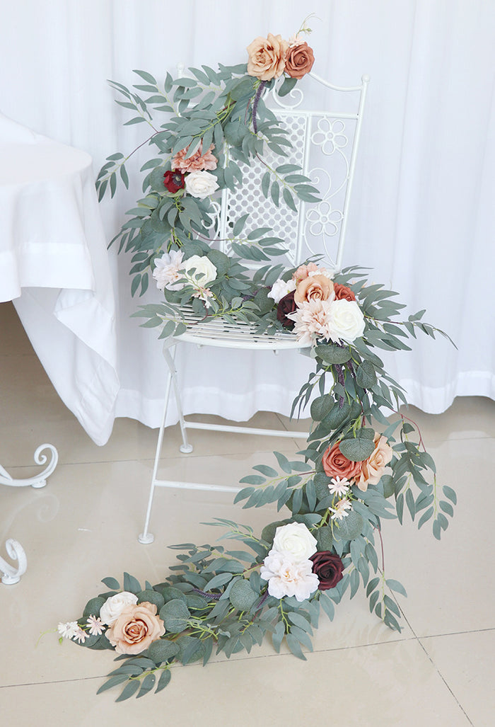 Table Flower Garland in Orange & Sage for Wedding Party Proposal Decor