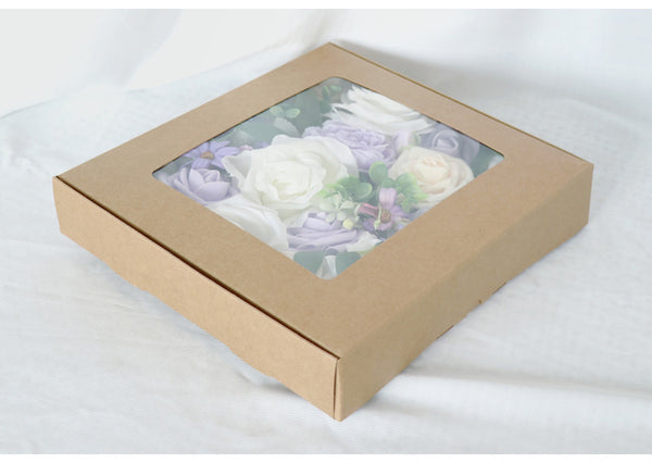 White Purple Roses Flower Box Silk Flower for Wedding Party Decor Prop ...