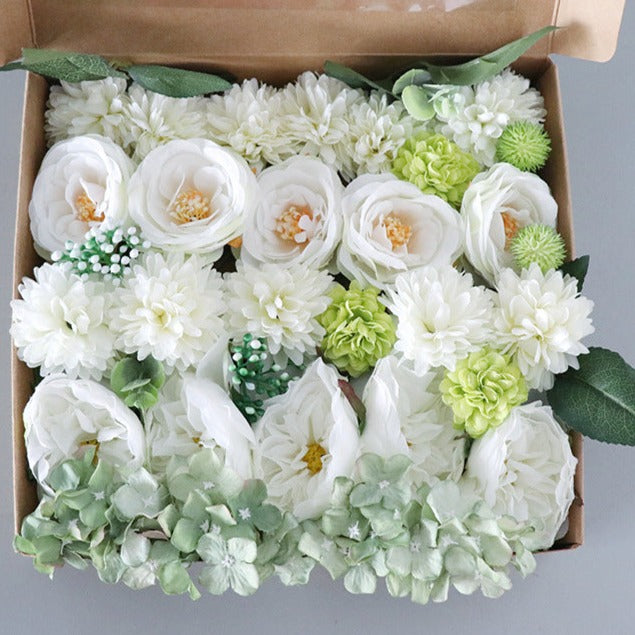 White Green Flower Box Silk Flower for Wedding Party Decor Proposal ...