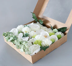 White Green Flower Box Silk Flower for Wedding Party Decor Proposal
