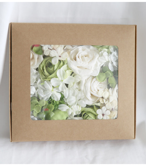 White Green Hydrangea Roses Flower Box Silk Flower for Wedding Party D ...