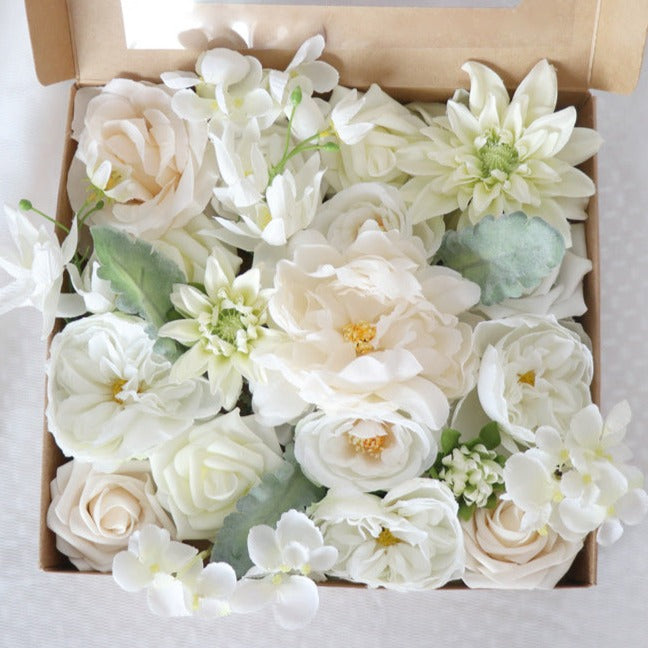 White Green Peony Flower Box Silk Flower for Wedding Party Decor Propo ...