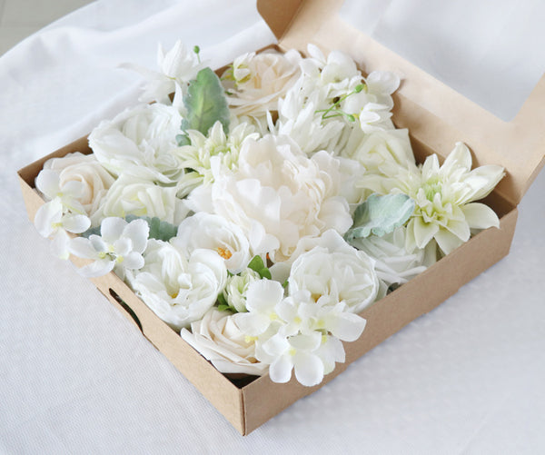 White Green Peony Flower Box Silk Flower for Wedding Party Decor Propo ...